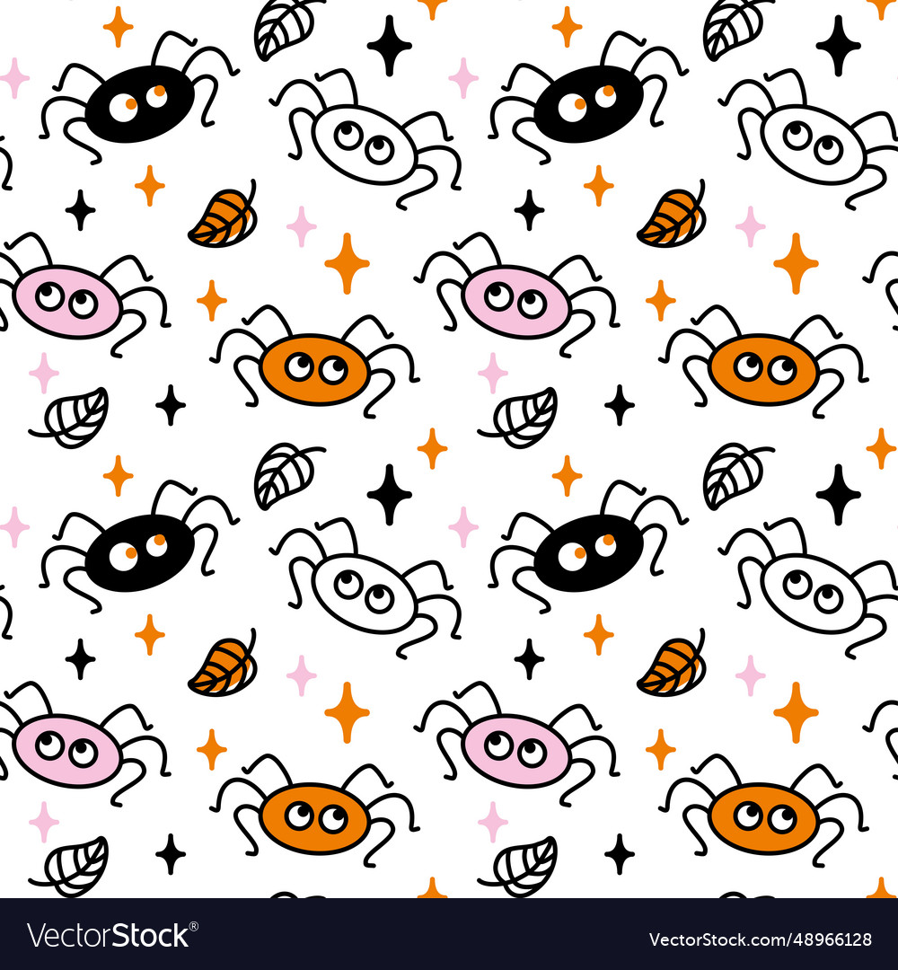Cute Spiders On Halloween Night Royalty Free Vector Image