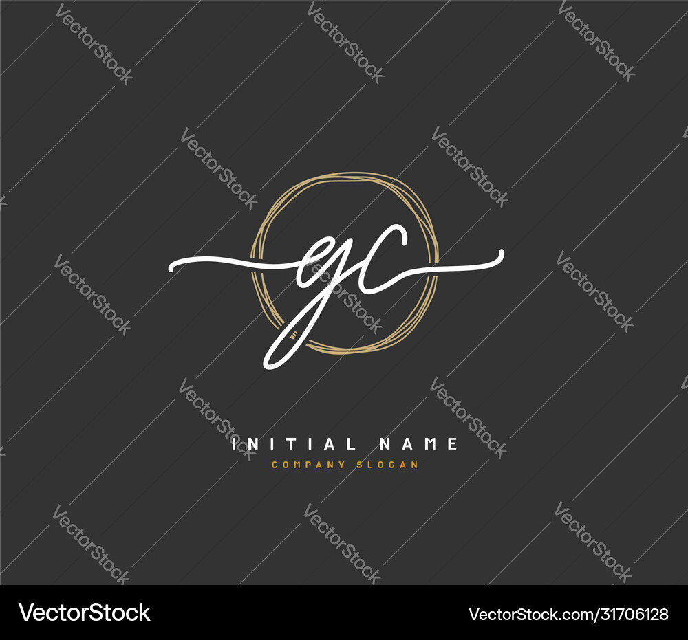 G c gc beauty initial logo handwriting Royalty Free Vector