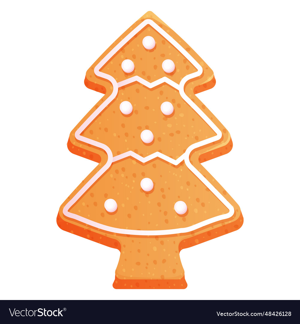 Gingerbread christmas tree with glaze icing Vector Image