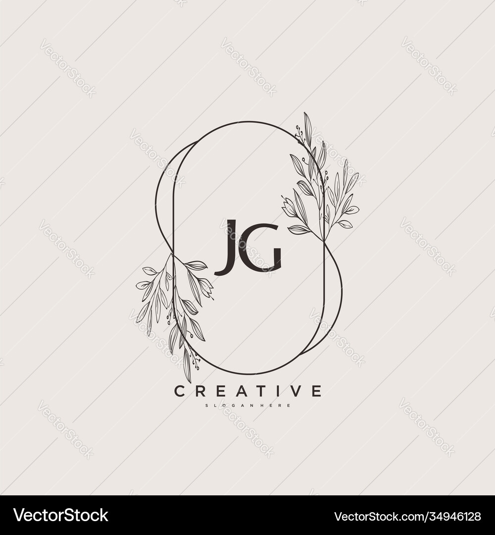 Jg beauty initial logo art handwriting logo Vector Image