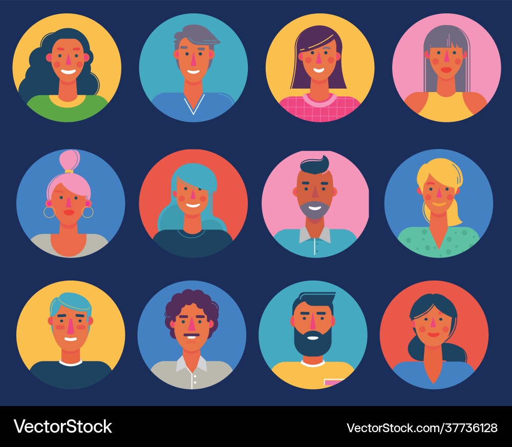 Material cartoon avatars trendy characters Vector Image