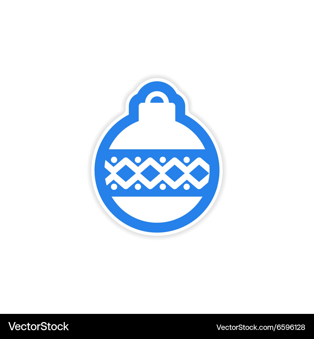 Paper sticker on white background christmas ball Vector Image