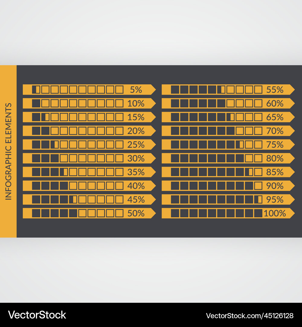 Percentage infographics 5 to 100 Royalty Free Vector Image