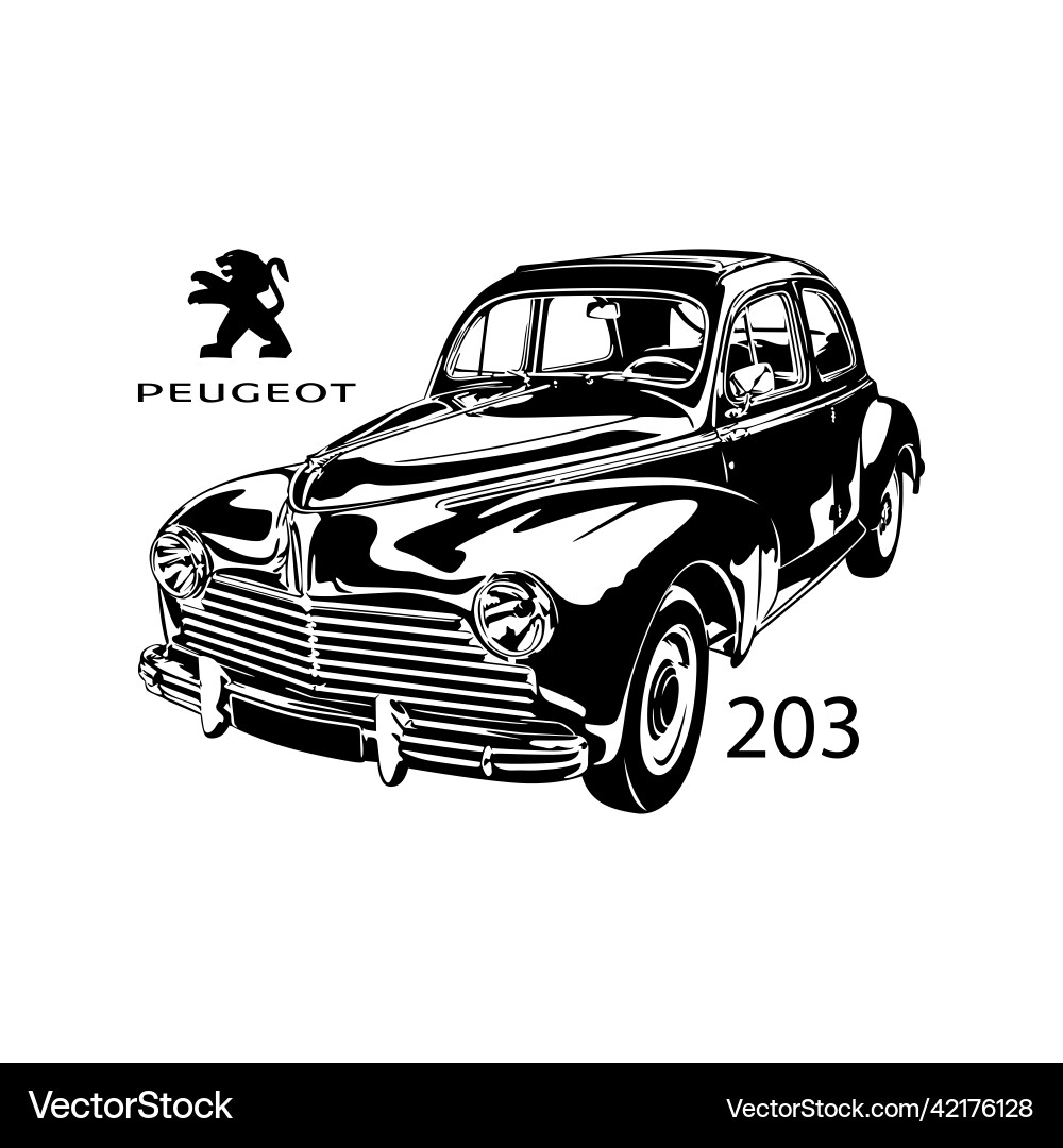 Peugeot 203 classic car Royalty Free Vector Image