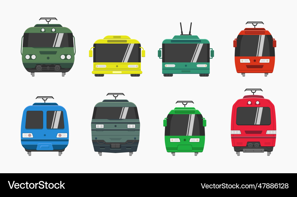 Public transport train locomotive bus front view Vector Image