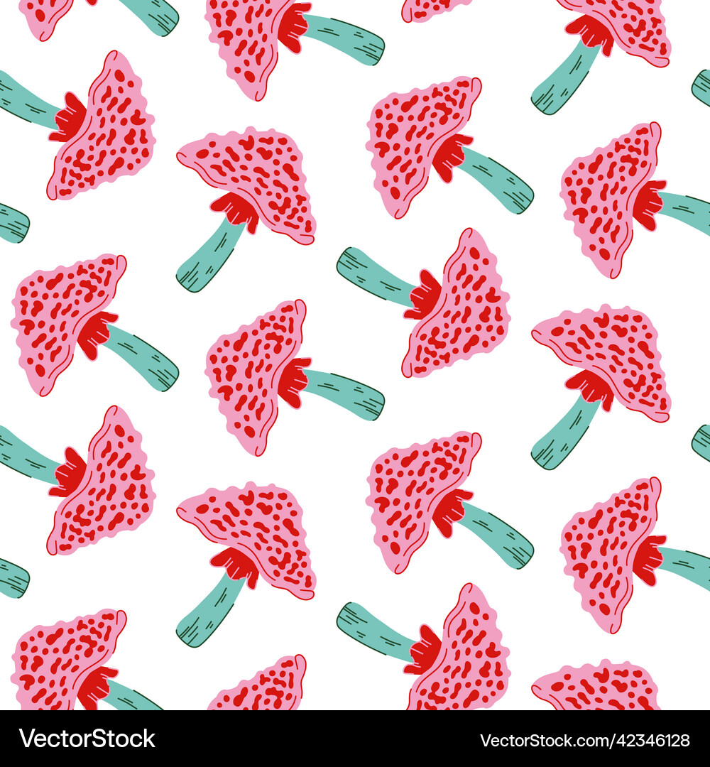 Seamless pattern cute of red mushroom Royalty Free Vector