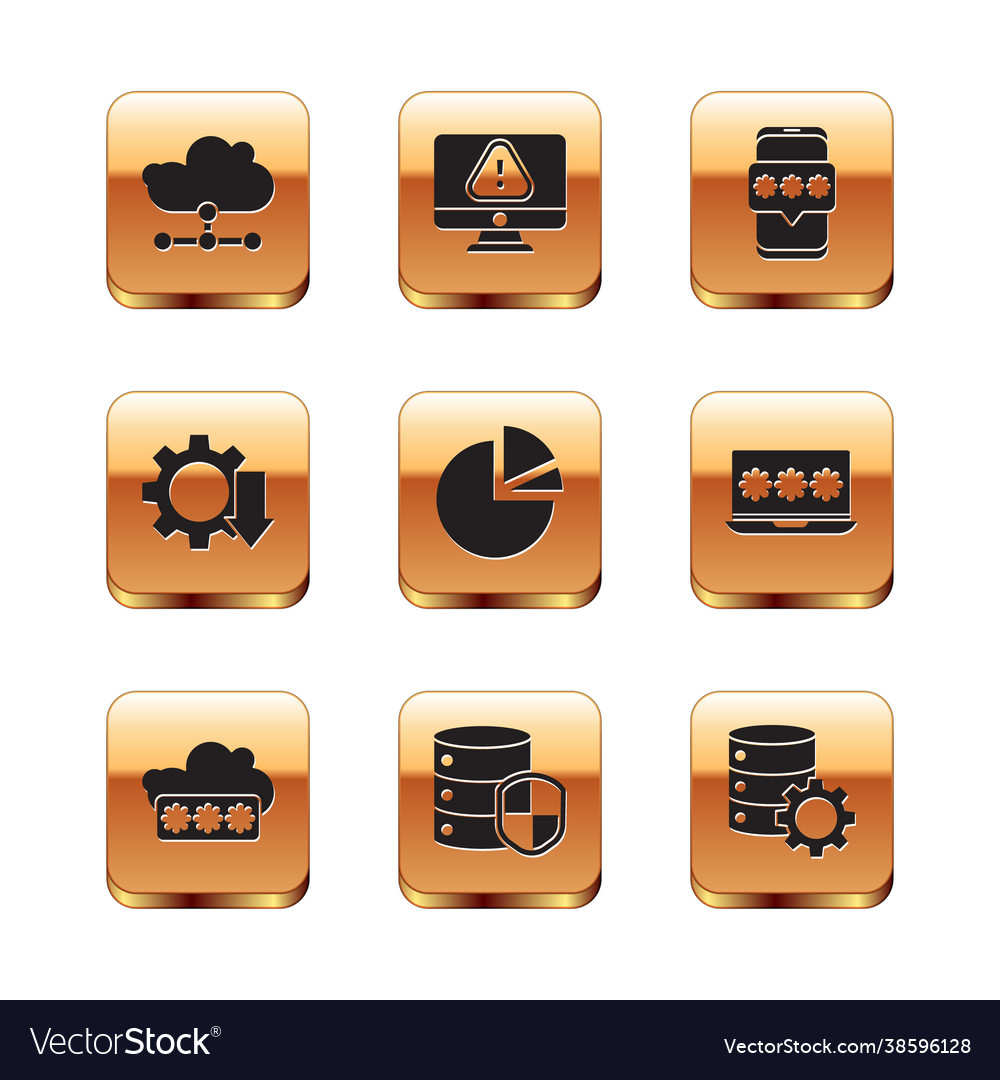 Set Network Cloud Connection Password Protection Vector Image
