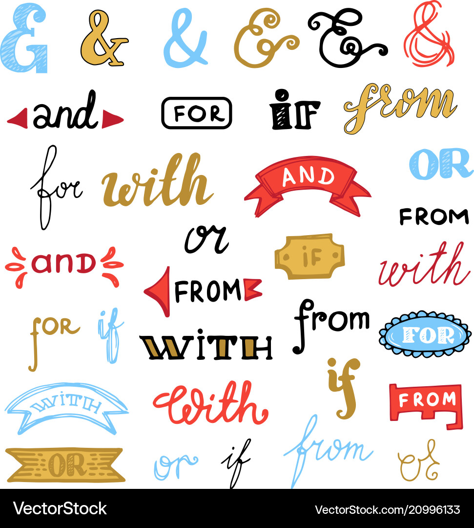 Ampersand lettering symbol with drawn Royalty Free Vector