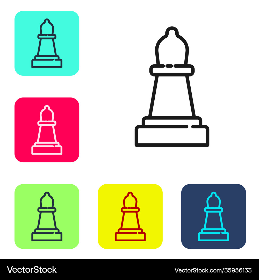 Black line chess icon isolated on white background