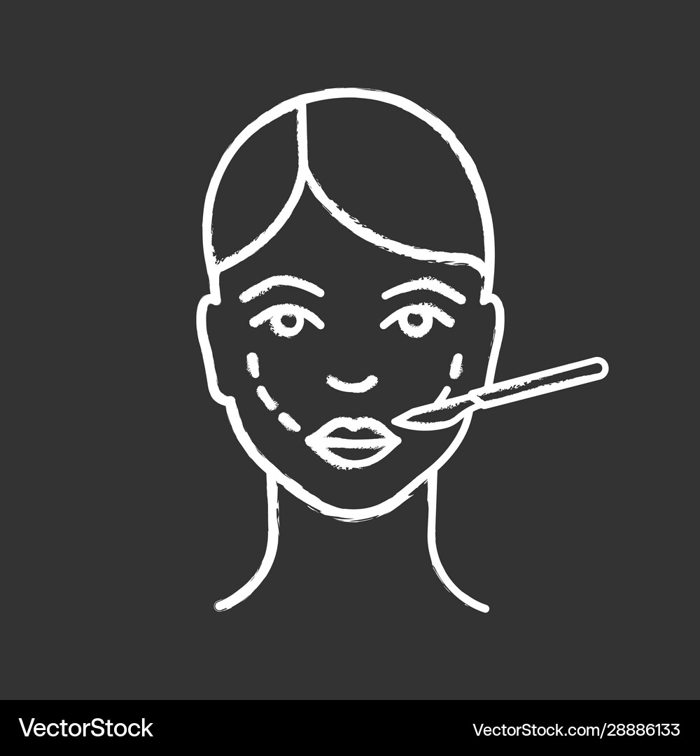 Cheek lift surgery chalk icon Royalty Free Vector Image