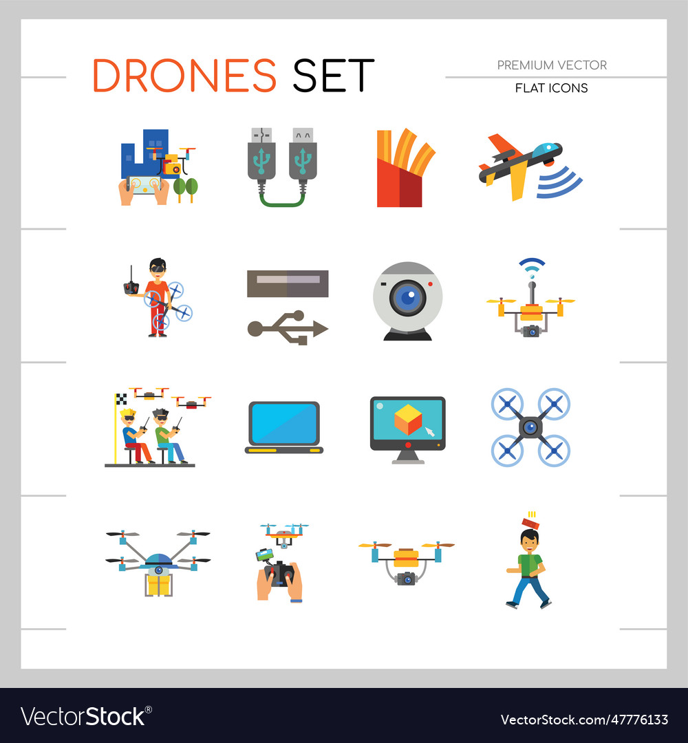 Drones icon set Royalty Free Vector Image - VectorStock