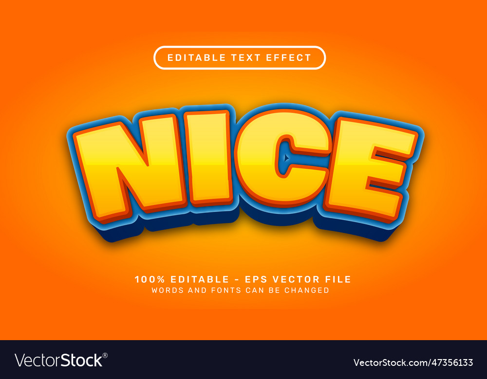 Editable text effect - 3d nice style Royalty Free Vector