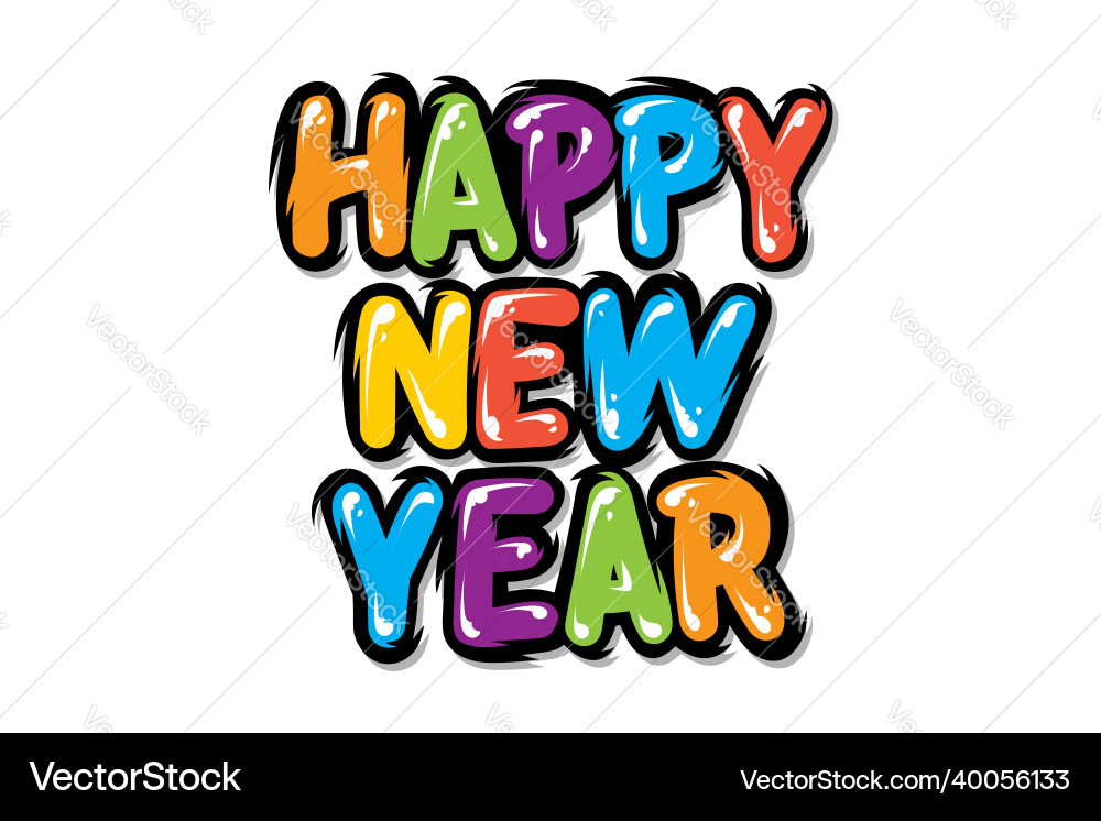 Happy new year colorful text Royalty Free Vector Image