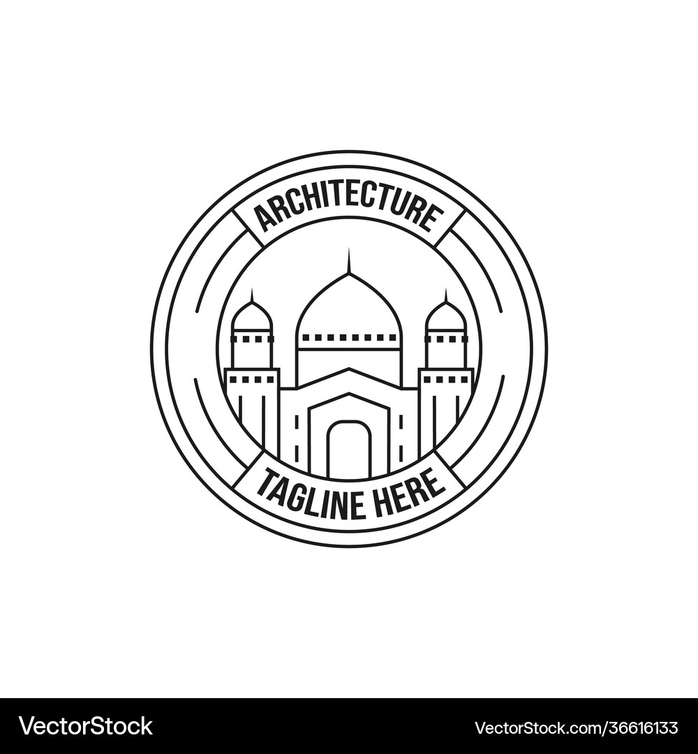 Islamic symbol logo line art design Royalty Free Vector