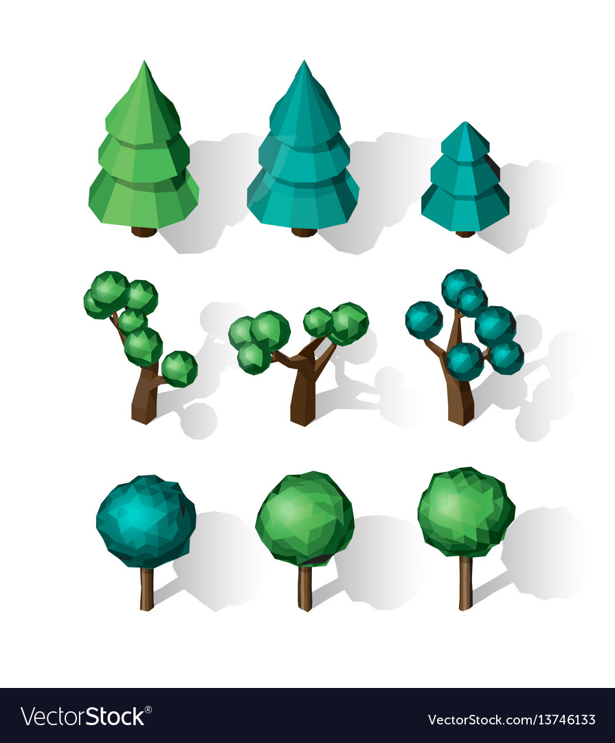 Isometric tree set landscape constructor Vector Image