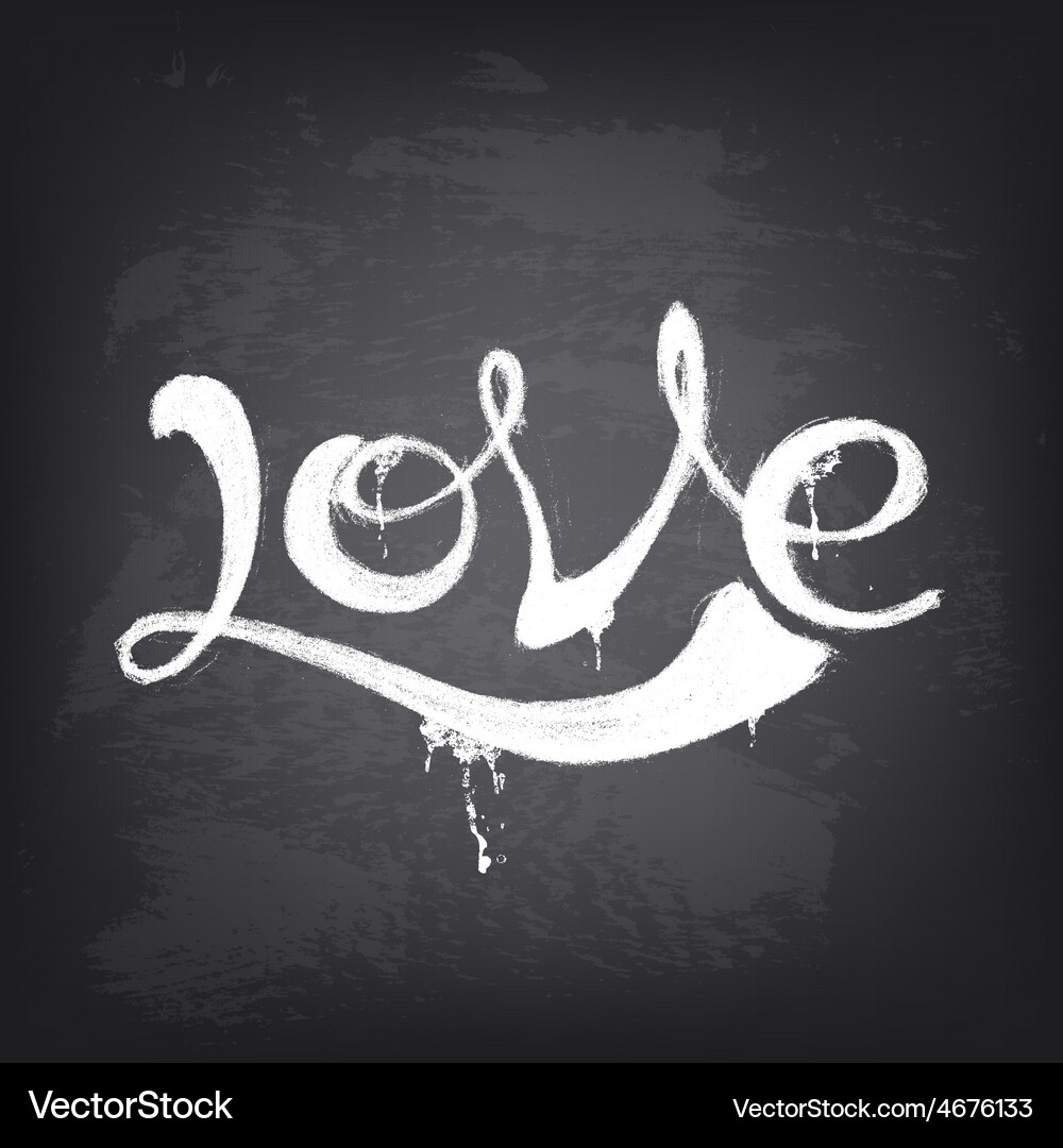 Love text design hand drawn word on blackboard Vector Image