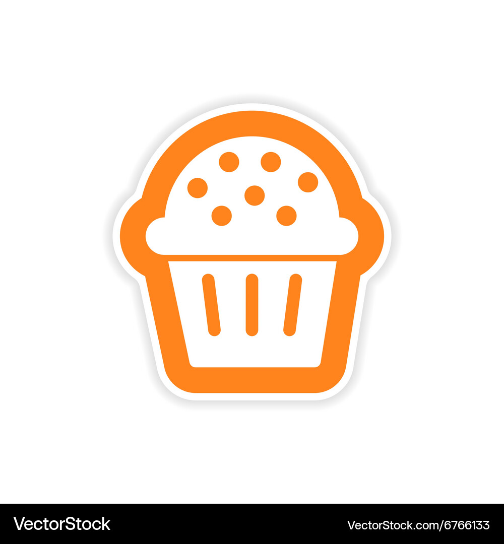 Paper sticker on white background Christmas cake Vector Image