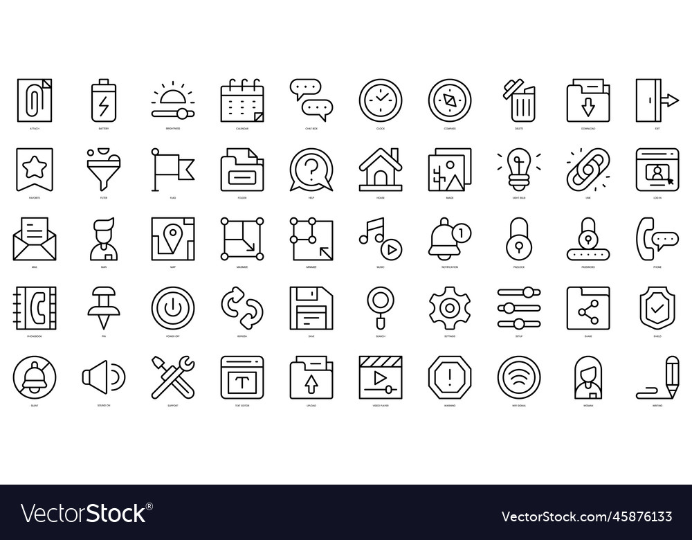 Set Of Thin Line User Interface Icons Royalty Free Vector