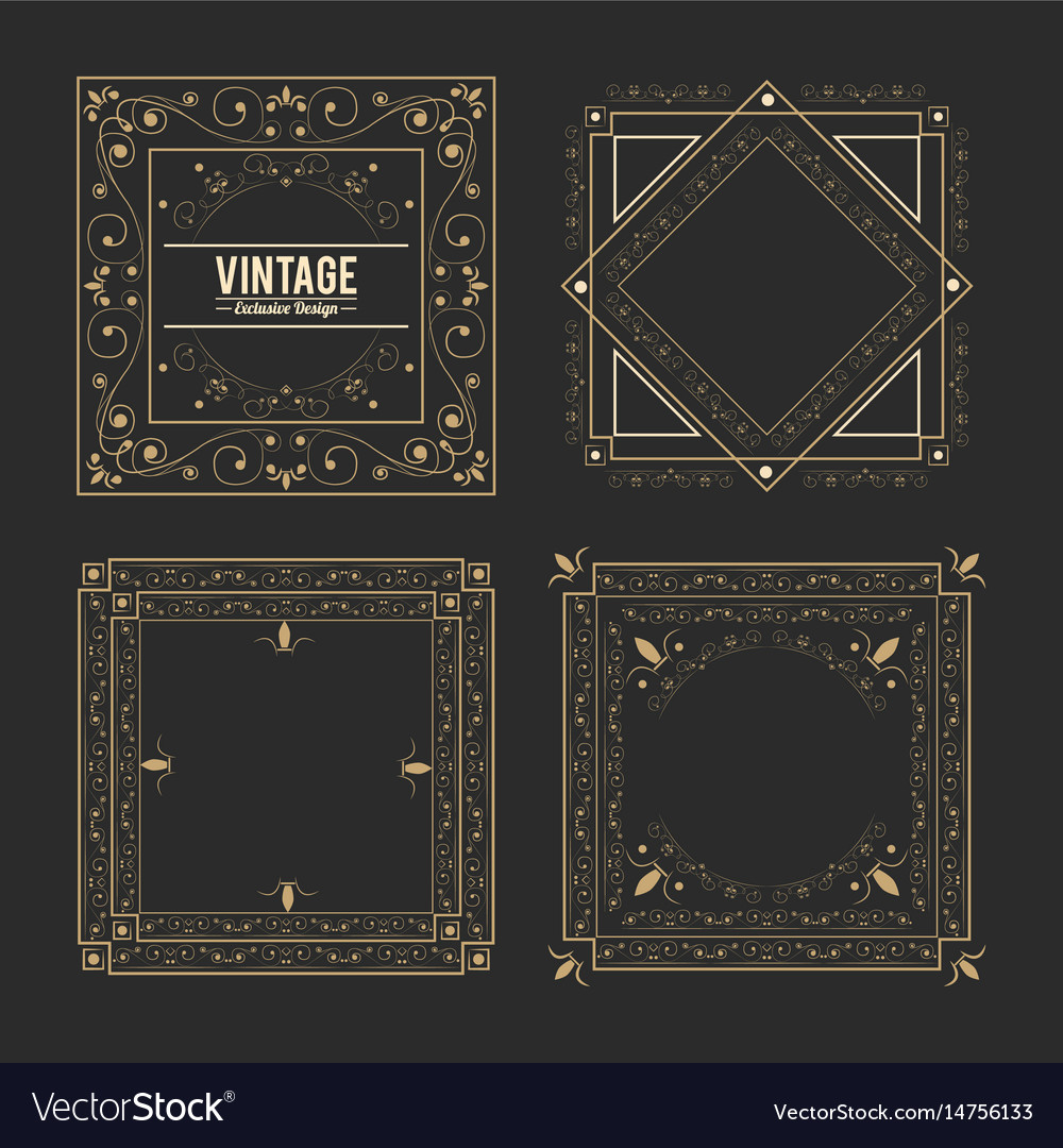 Vintage exclusive set of luxury golden badges Vector Image Vintage exclusive set of luxury golden badges Vector Image