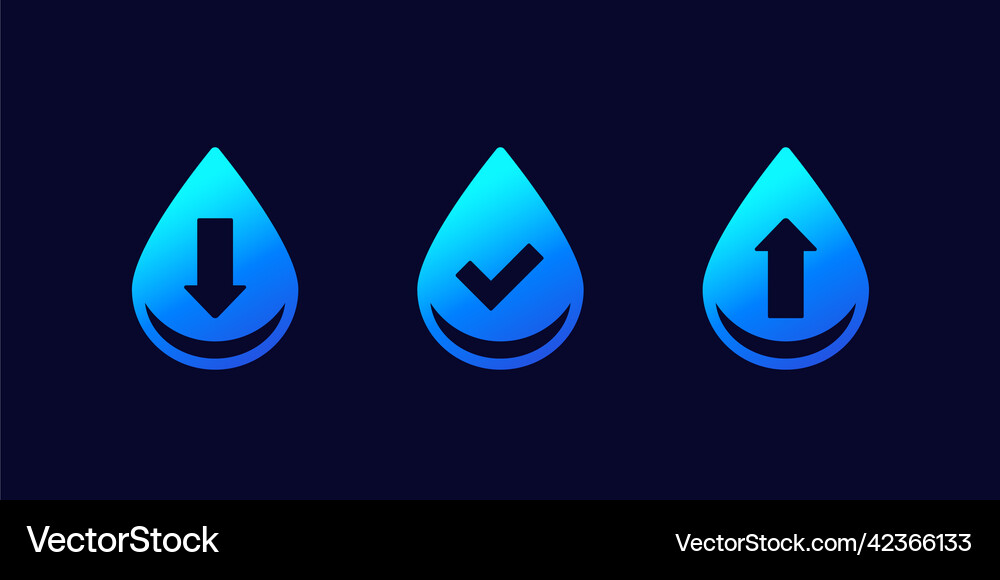 Water level icons low normal and high Royalty Free Vector