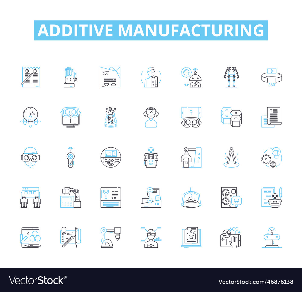Additive Manufacturing Linear Icons Set D Vector Image