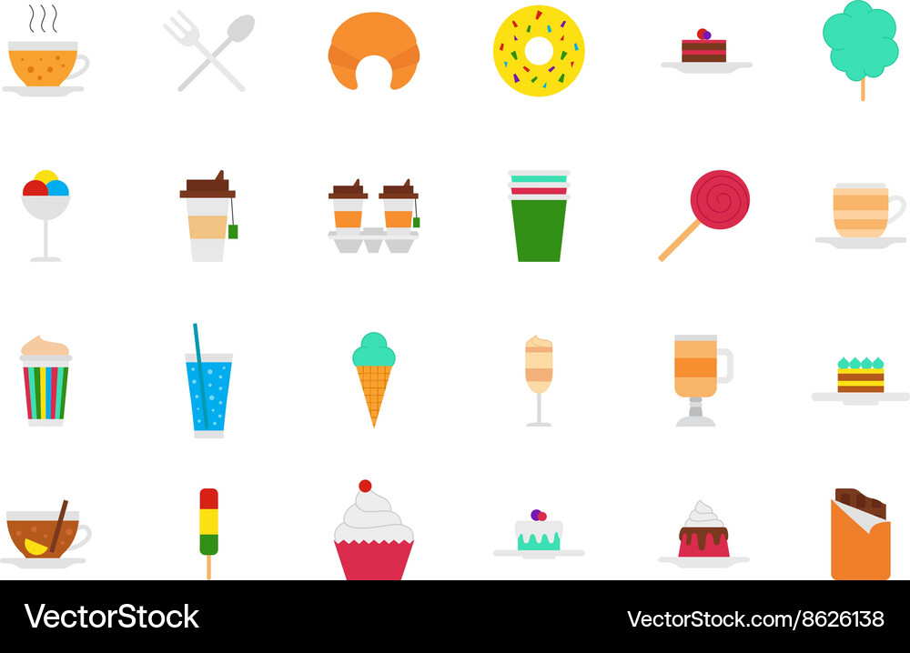 Cafeteria food icons set Royalty Free Vector Image