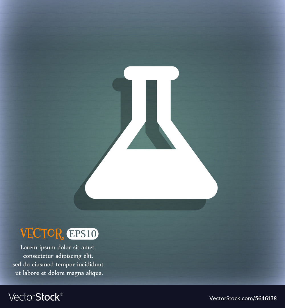 Conical flask icon symbol on the blue-green Vector Image