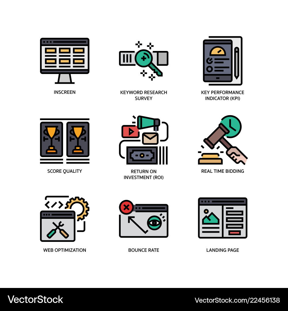 Digital marketing icons set 4 Royalty Free Vector Image