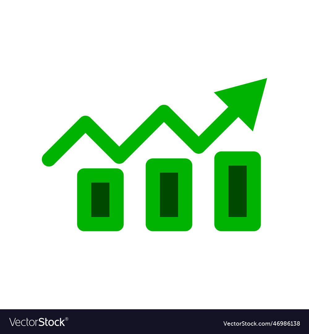 Flat design rising bar graph icon Royalty Free Vector Image