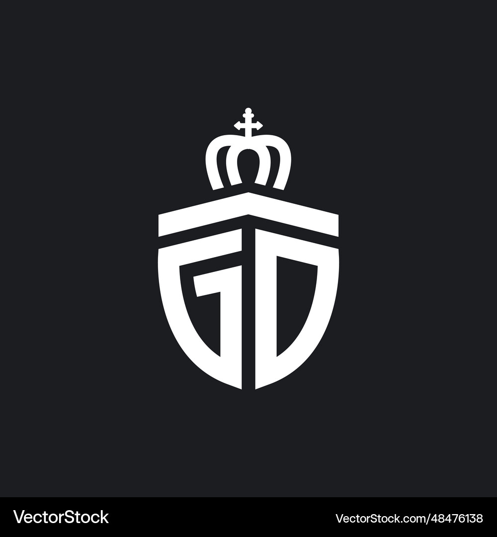 Gd letter shield concept with royal crown icon Vector Image