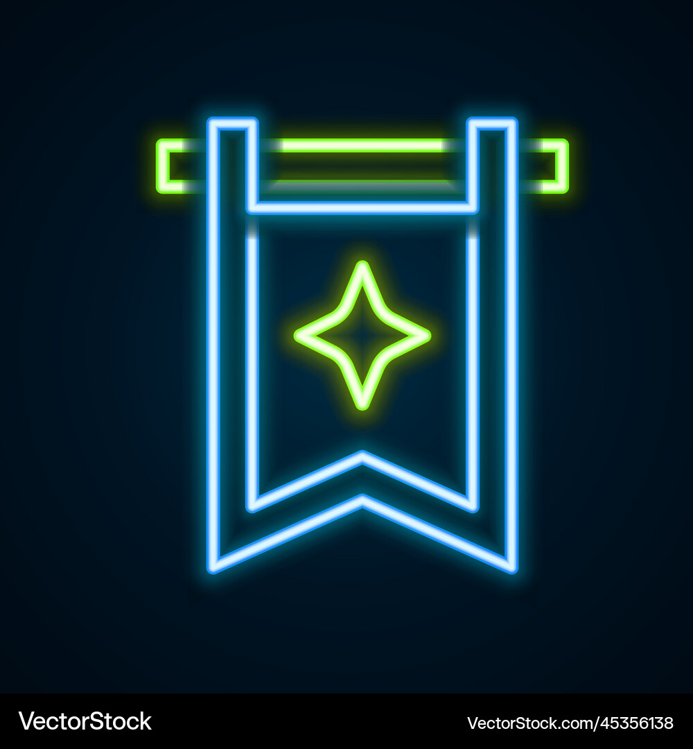Glowing neon line medieval flag icon isolated Vector Image