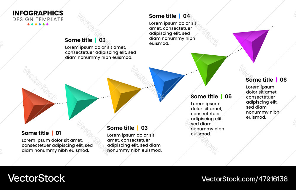 Infographic template 6 arrows on a line with text Vector Image