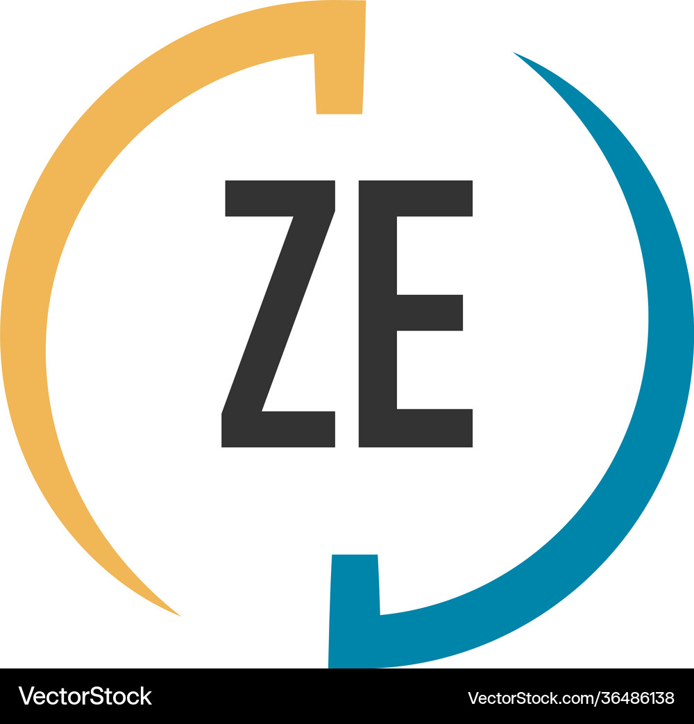 Initial letter ze swoosh design logo concept Vector Image