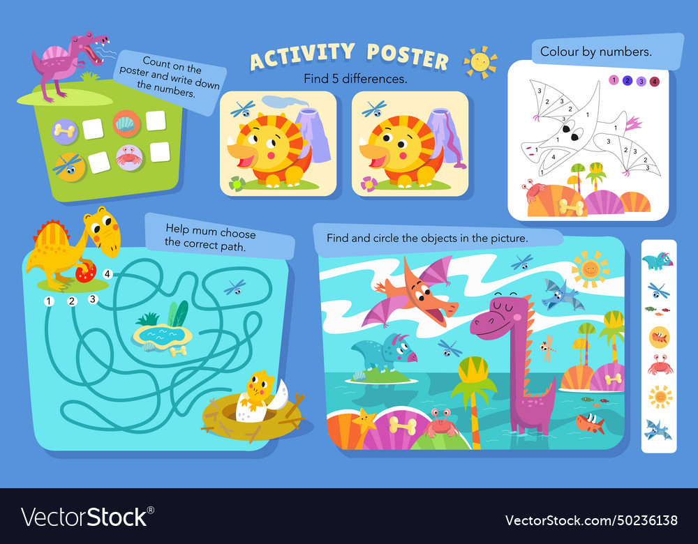 Puzzles maze find differences write numbers Vector Image