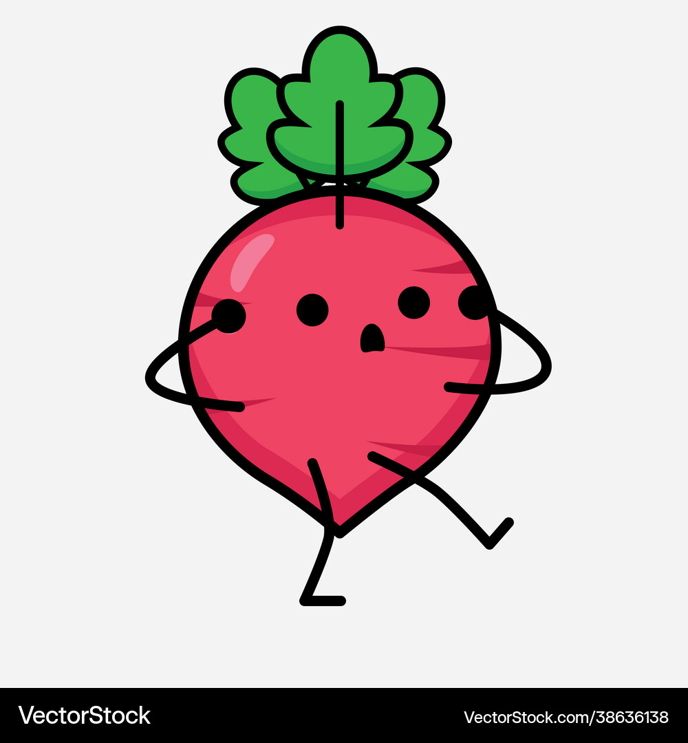 Red radish character with cute face and simple Vector Image