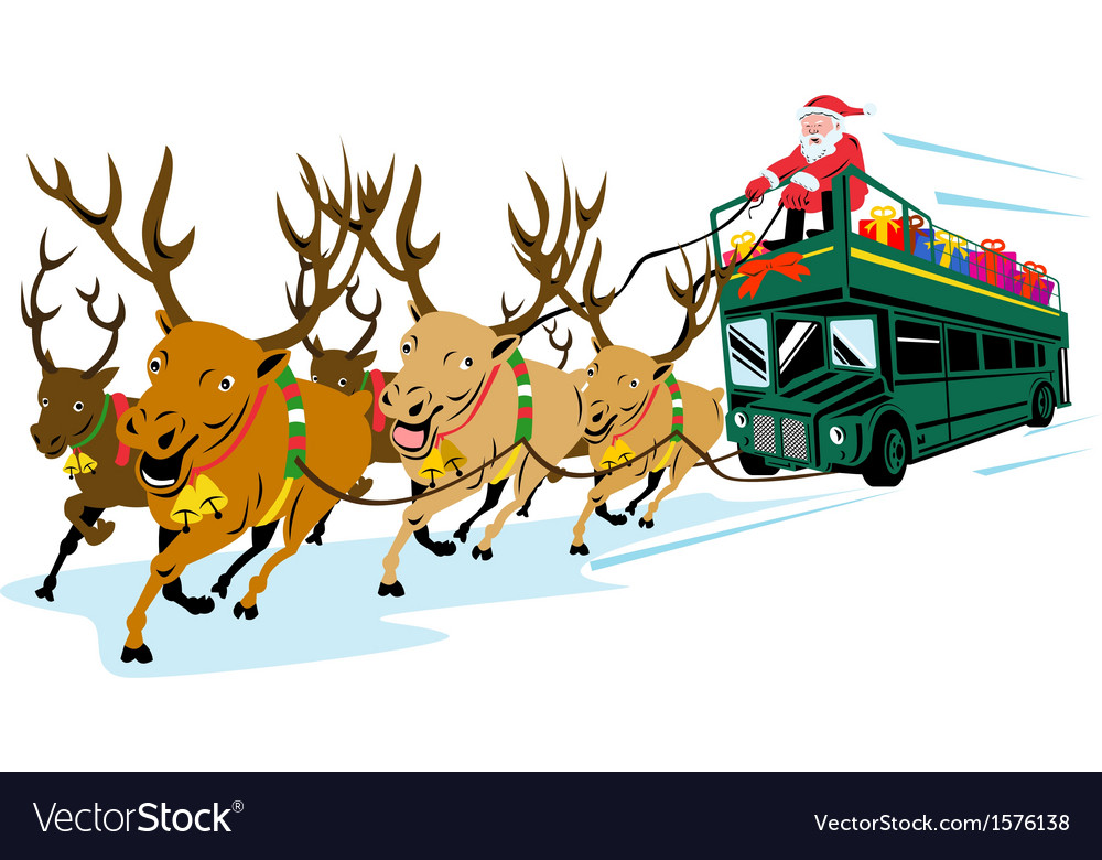 Santa claus driving bus Royalty Free Vector Image