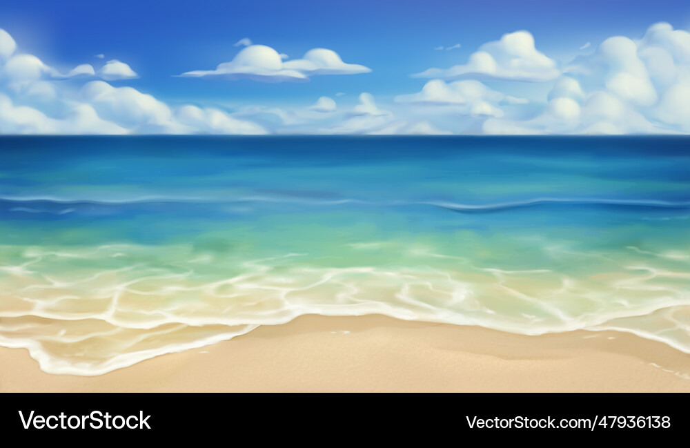 Sea beach sand and wave realistic background Vector Image