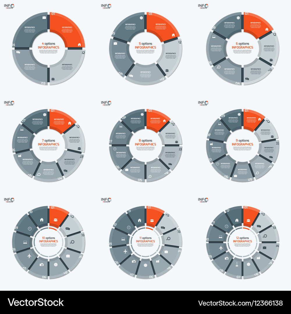 Set of circle chart infographic templates with 4 Vector Image
