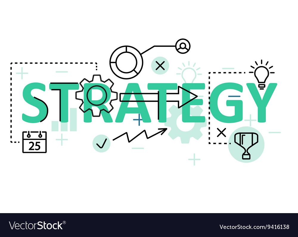 Strategy concept flat line design with icons and Vector Image