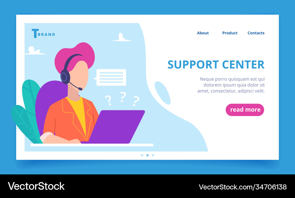 Support service landing web business page person Vector Image