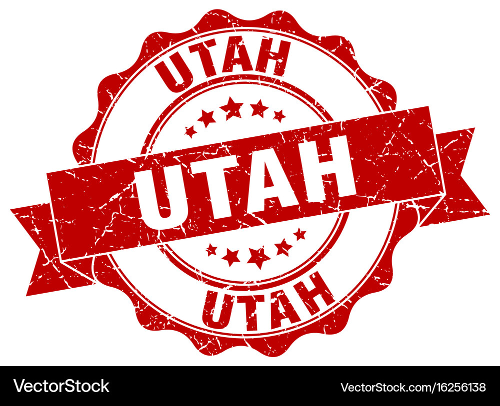 Utah round ribbon seal Royalty Free Vector Image