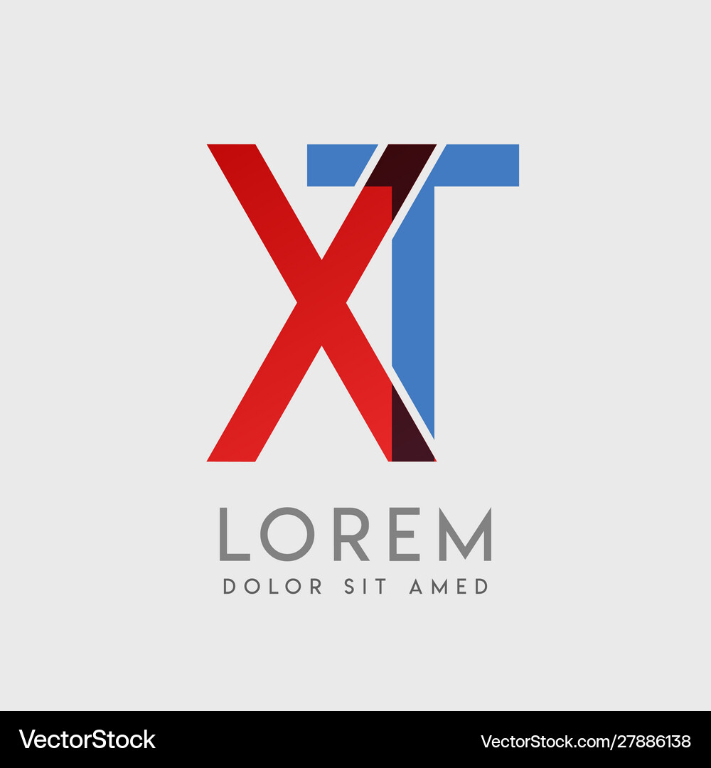 Xt logo letters with blue and red gradation Vector Image