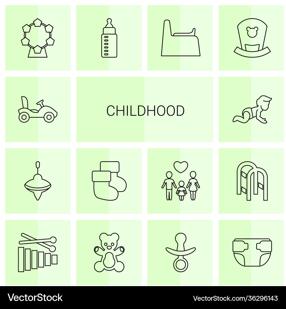 Childhood icons Royalty Free Vector Image - VectorStock