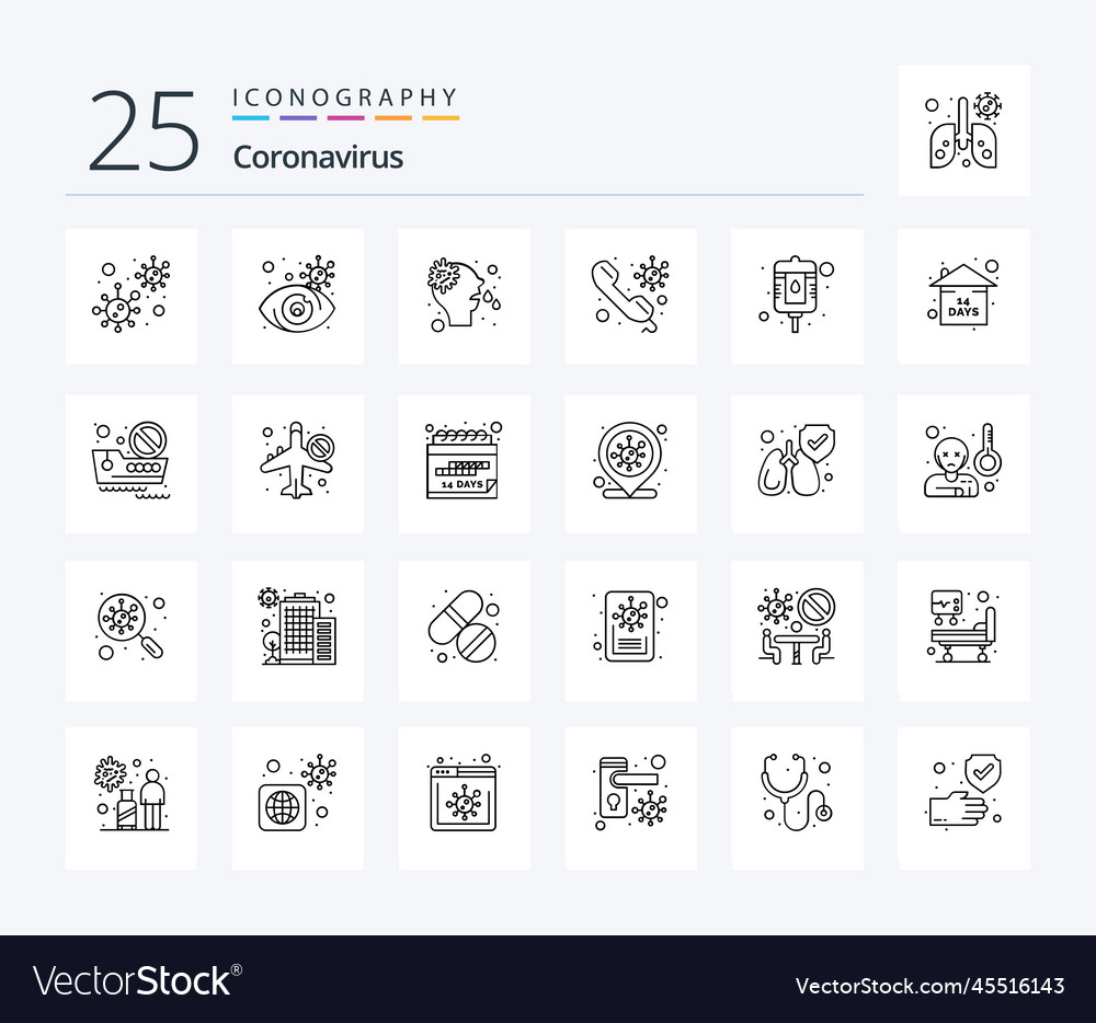 Coronavirus 25 line icon pack including packet Vector Image