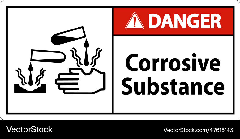 Danger sign corrosive substance on white Vector Image