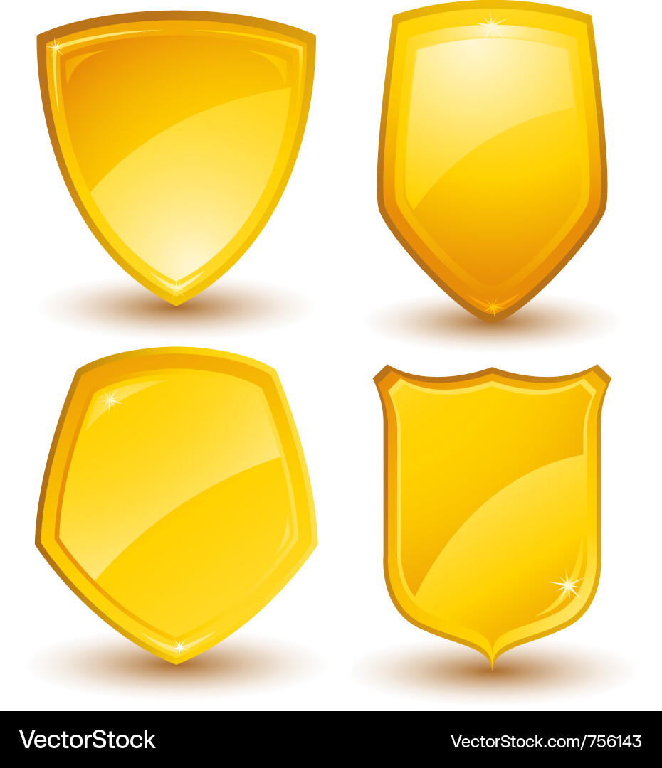 Golden shields Royalty Free Vector Image - VectorStock