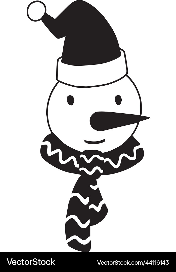 Hand drawn cute happy snowman face Royalty Free Vector Image