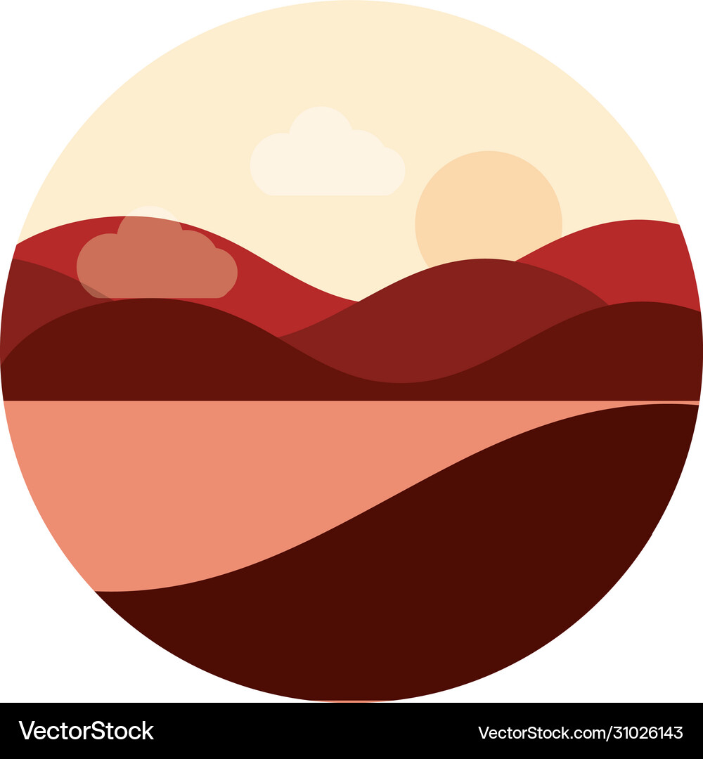 Landscape nature mountain slopes sun sky flat Vector Image