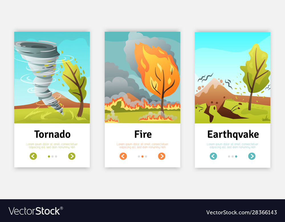 Natural disaster vertical banners Royalty Free Vector Image Natural disaster vertical banners Royalty Free Vector Image