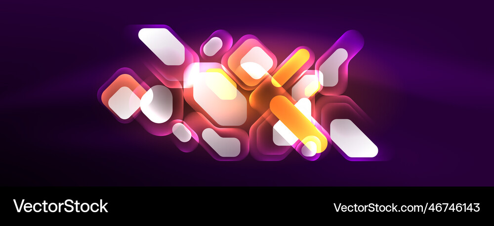 Neon lines squares and round shapes abstract Vector Image